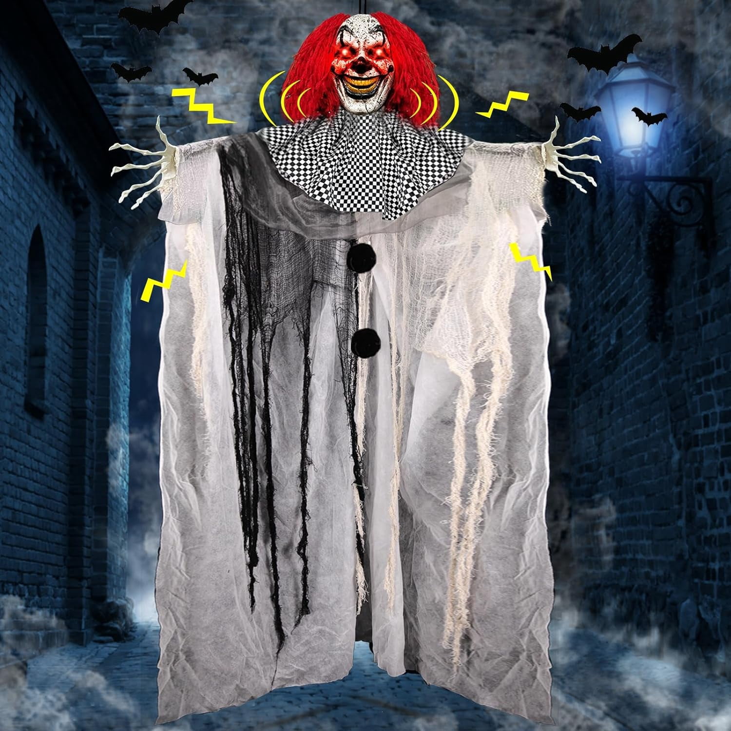 [ Sound Activated ] 70" Large Halloween Clown Animatronic Decorations ...