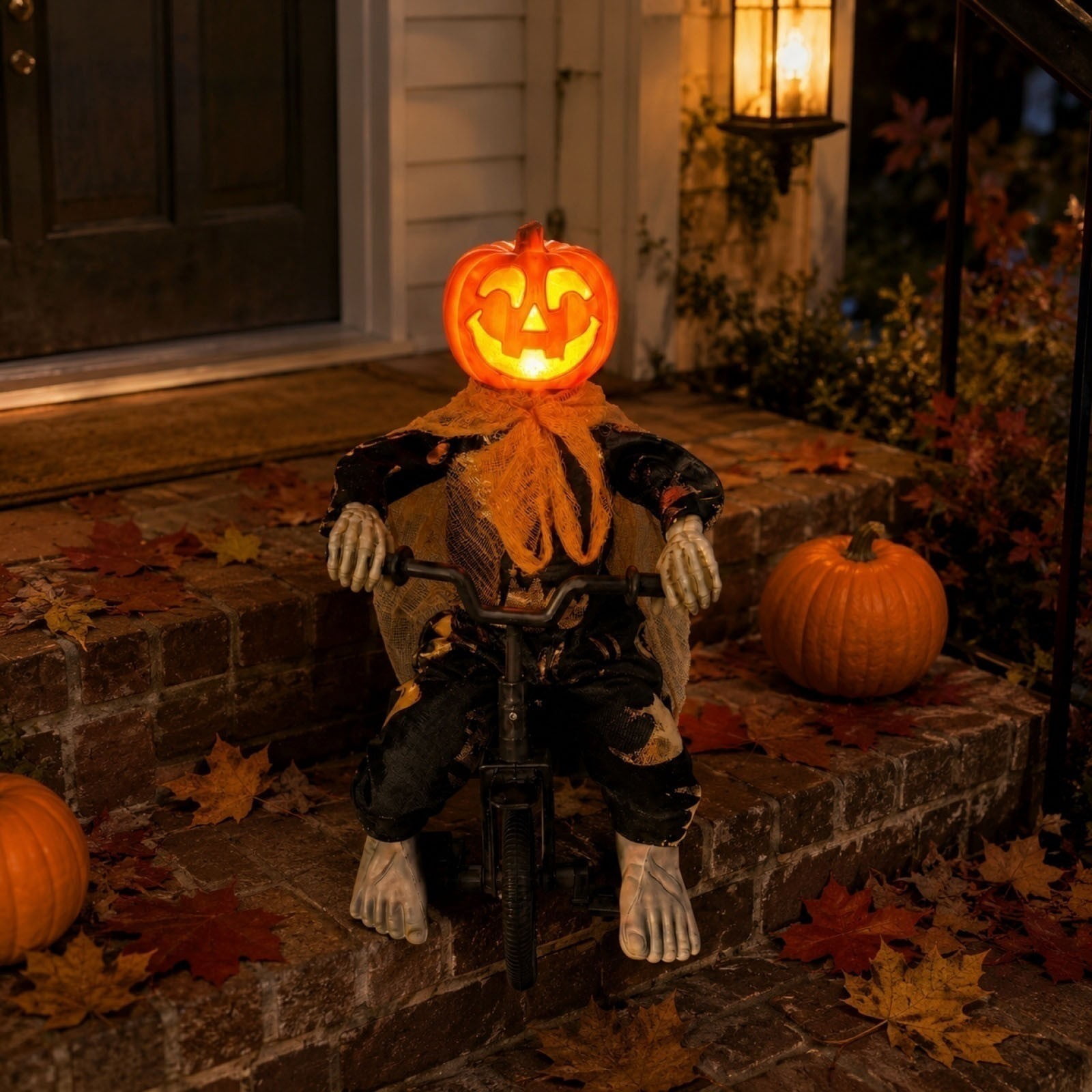 Sound Activated Animated Skeleton Riding Tricycle Prop,Light Up Talking ...