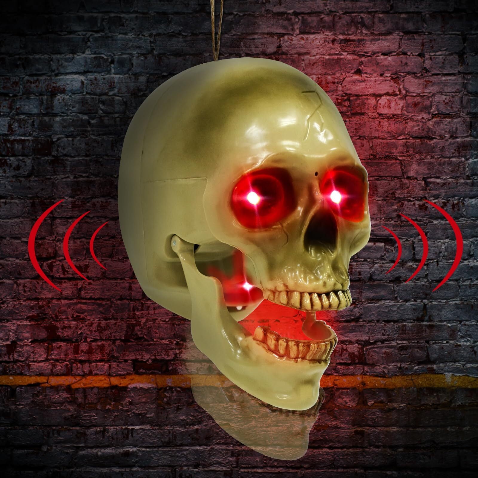 [Sound Activated] Animatronic Talking Hanging Skull Head with Sound ...