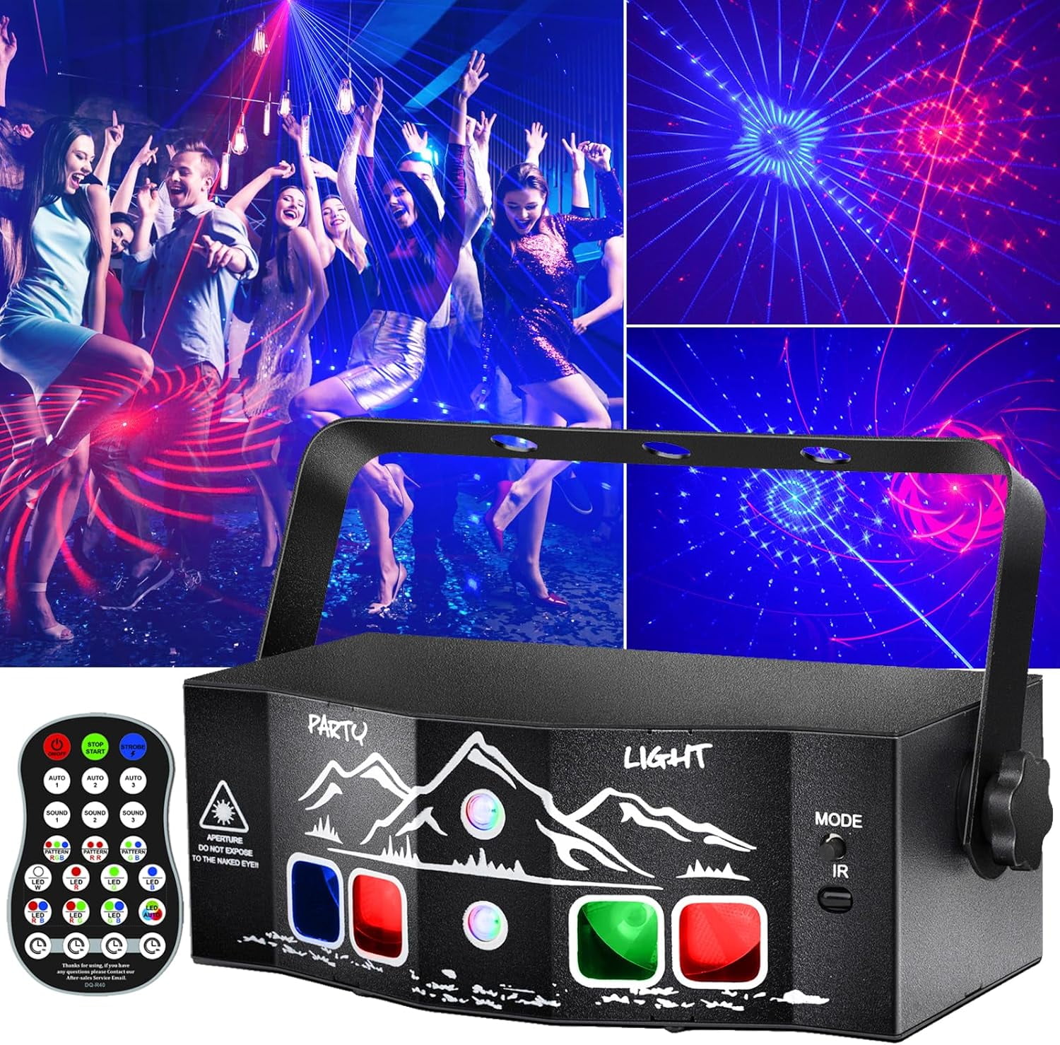 Sound Activated Party Lights, Stage Laser Lights with Remote Control ...