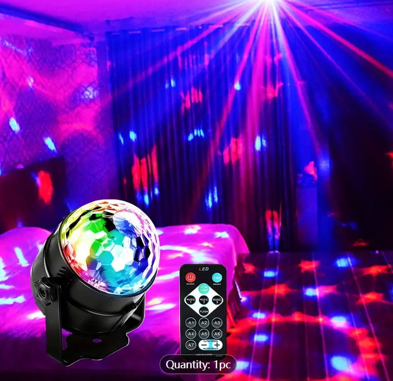 Sound Activated RGB Disco Ball Lights Remote 7 Modes Home Dance Parties ...