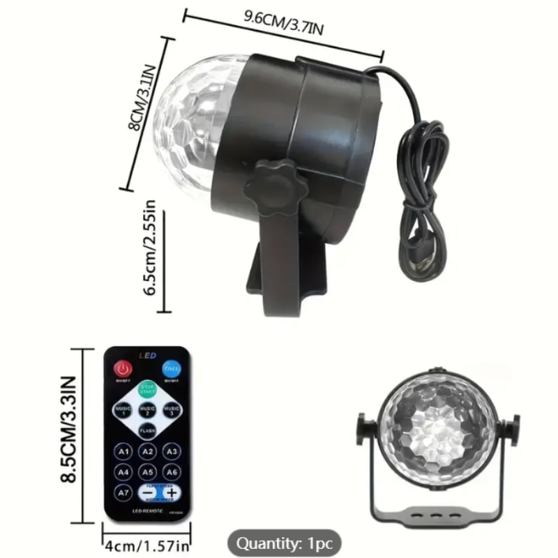 Sound-Activated RGB LED Disco Ball Light 7 Color Modes Remote Control ...