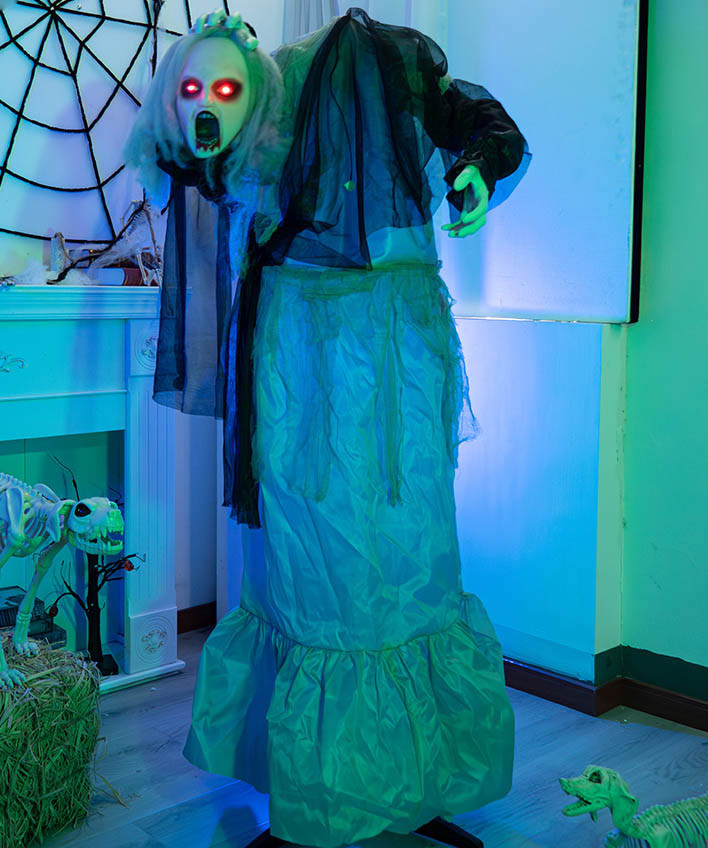 Sound Activated Talking Ghost Figurine, Swinging Arms Red Glowing Eyes ...