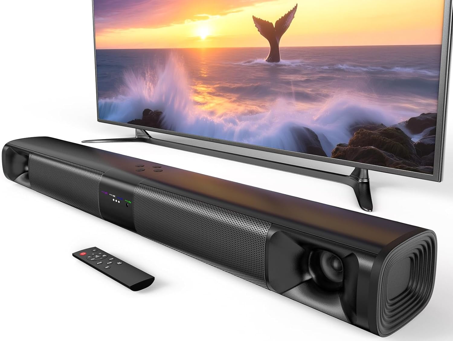 Sound Bar for Smart TV, 80W Soundbar with Four Woofers, Dual Horn ...
