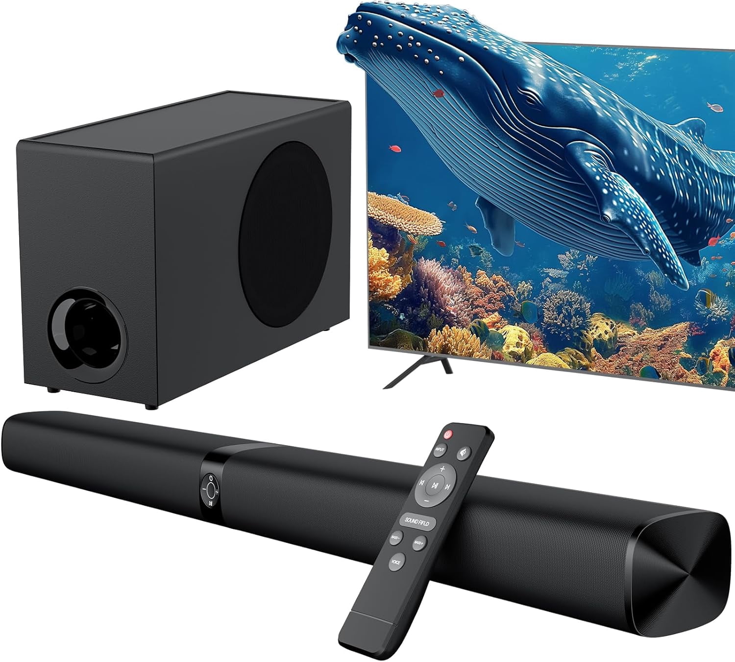 Sound Bar with Subwoofer, 110W Sound Bar for Smart TV, with Deep Bass ...