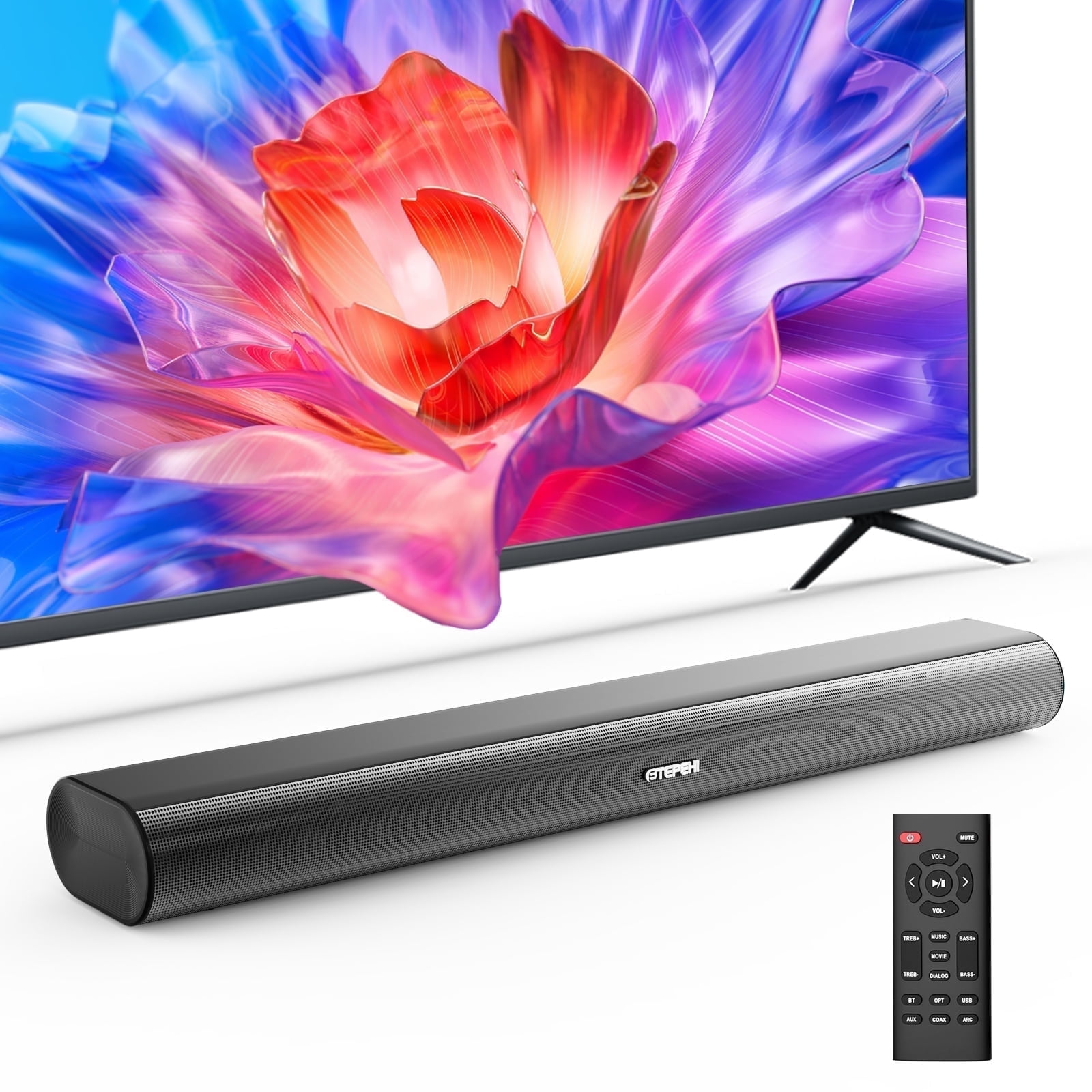 2.0 CH Sound Bar for Smart TV - 60W Dual Full-Range Speakers Surround ...