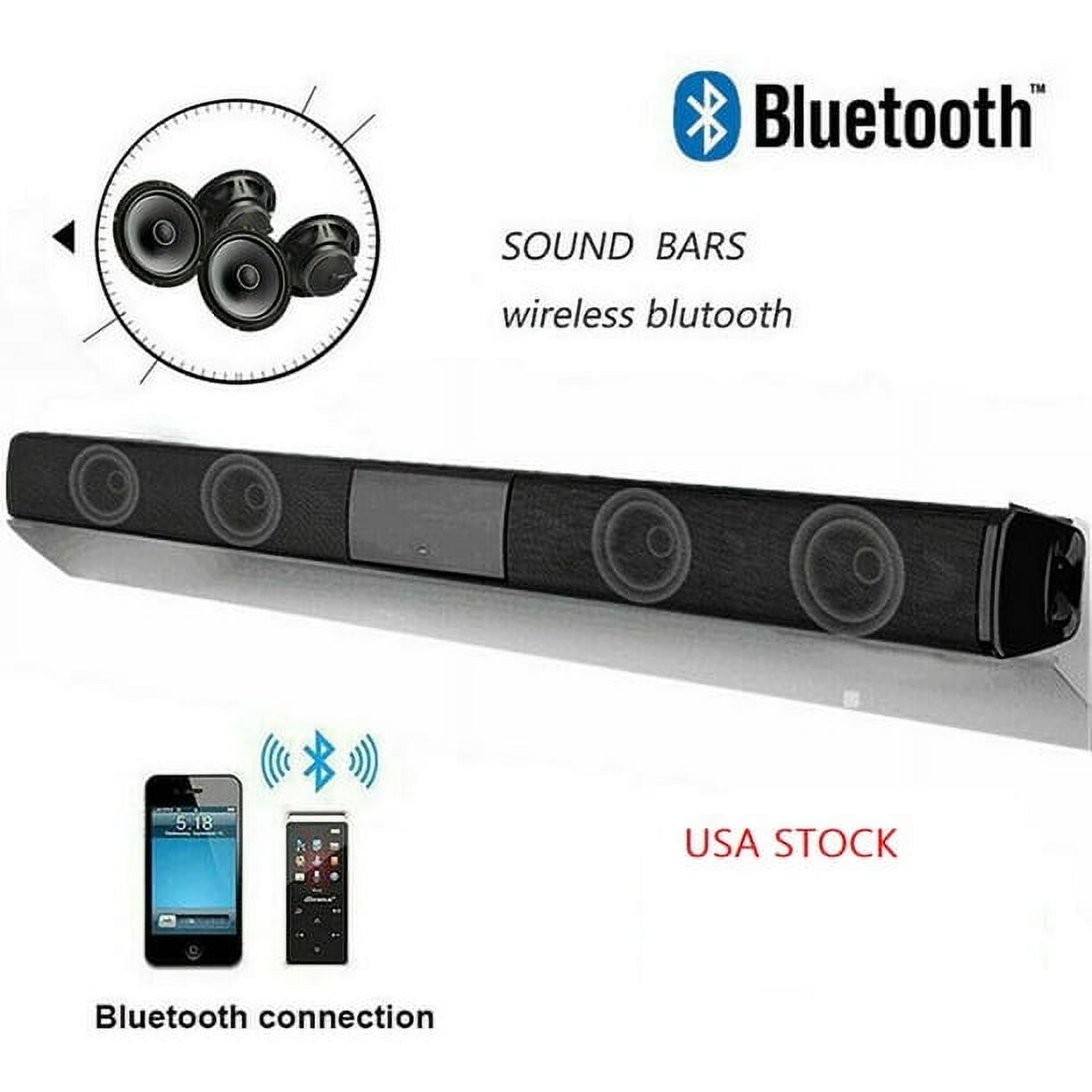 Sound Bar for TV, Surround Sound Bar 4 Speaker System Wireless BT ...