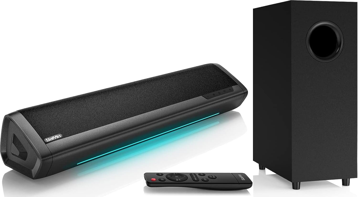Sound Bars for TV with Subwoofer, 2.1 Deep Bass Small Soundbar Monitor ...
