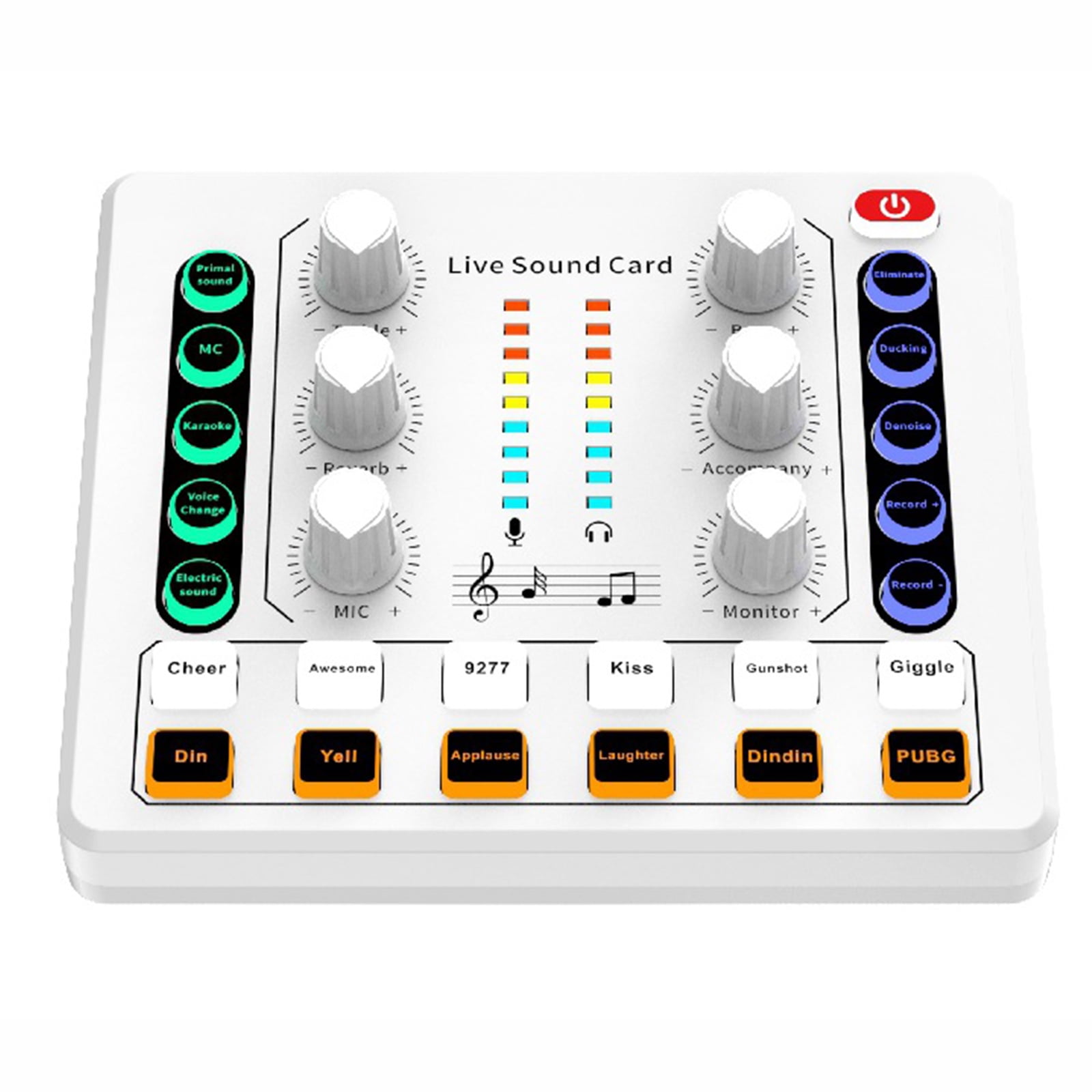 Sound Board Mixer with Voice Changer LED Light External Sound Card for ...