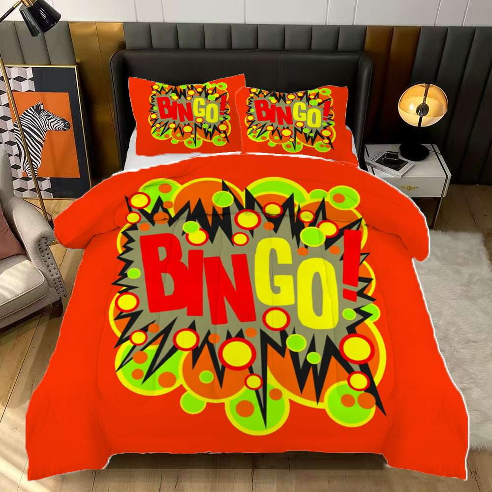 Sound Effect -BINGO! Comforter Set Queen Size Bedding Set For Travl ...