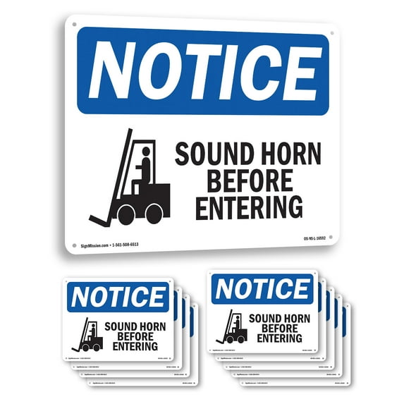 Sound Horn Before Entering OSHA Notice Rigid Plastic Sign 18 Inch x 12 ...