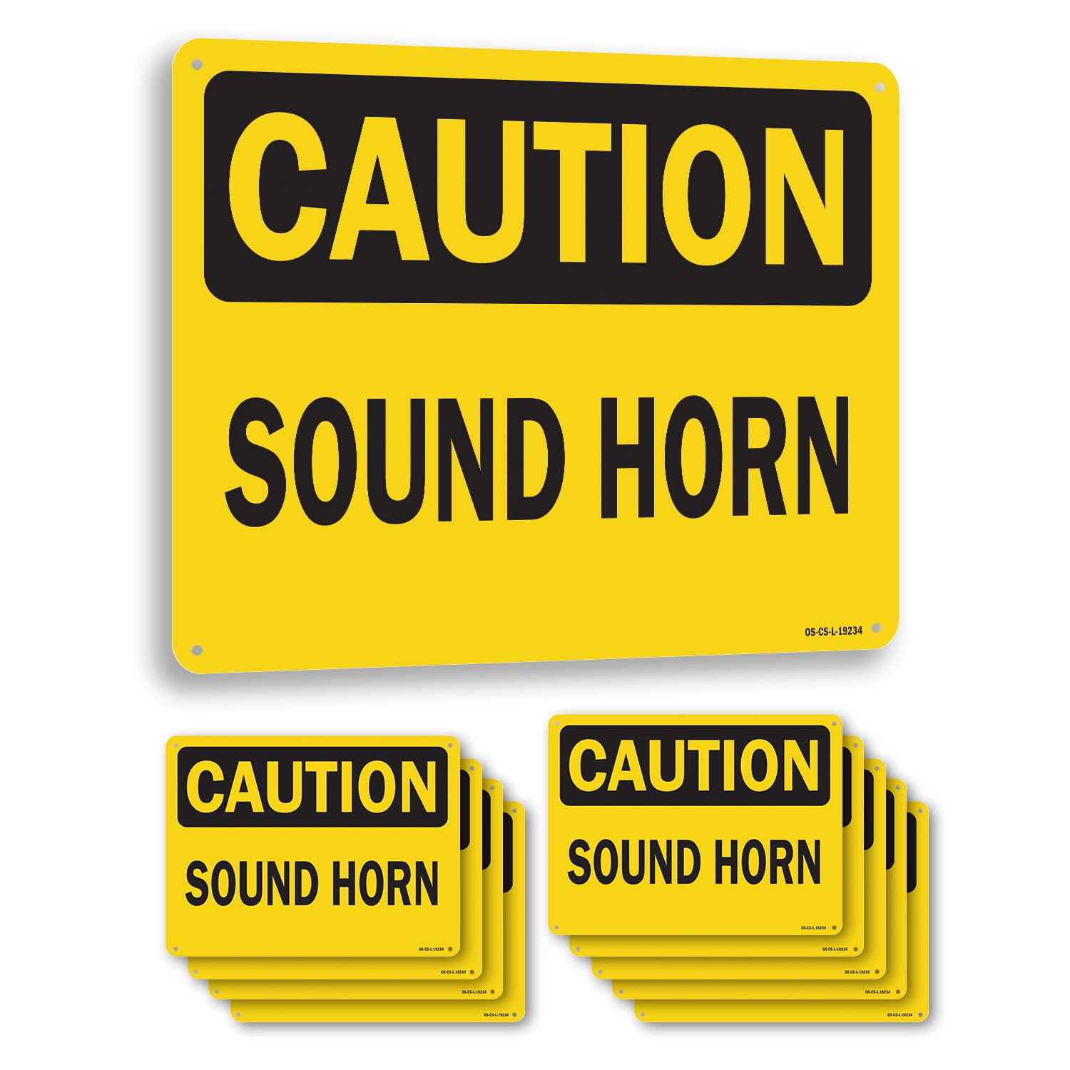 Sound Horn OSHA Caution Rigid Plastic Sign 14 Inch x 10 Inch - 10 Pack ...