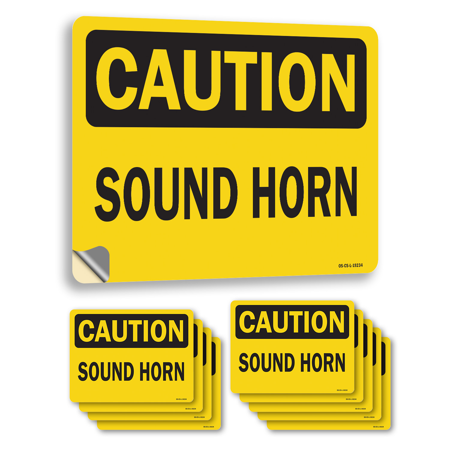 Sound Horn OSHA Caution Vinyl Decal Label 18 Inch x 12 Inch - 10 Pack ...