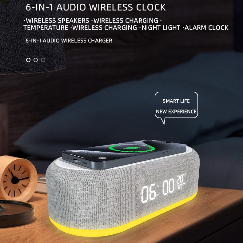 Sound Machine with Alarm Clock for Bedrooms, 5W Speakers +15W Wireless ...