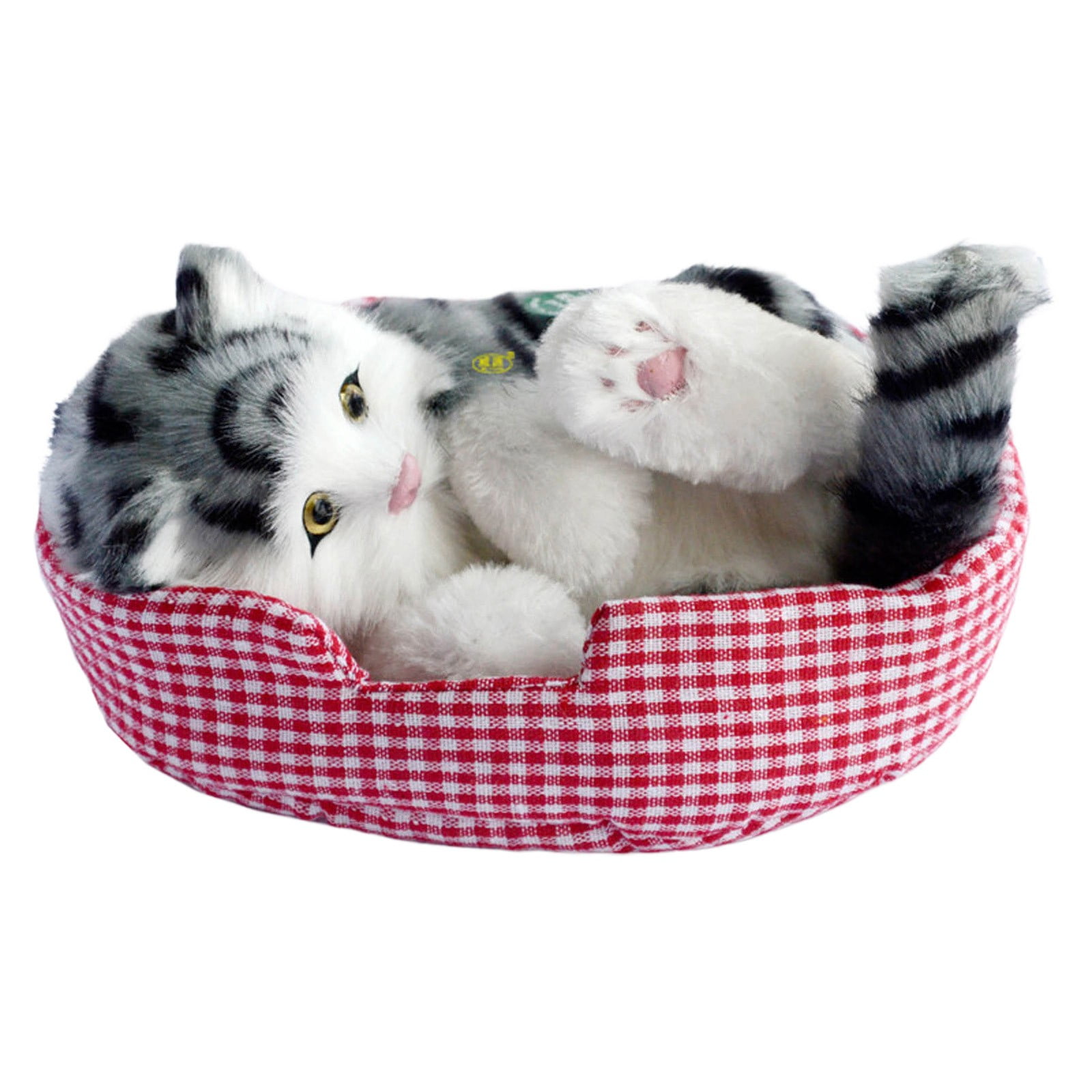 Sound Making Toys Realistic Meowing Furry Kitty Ornament for Home Shelf ...