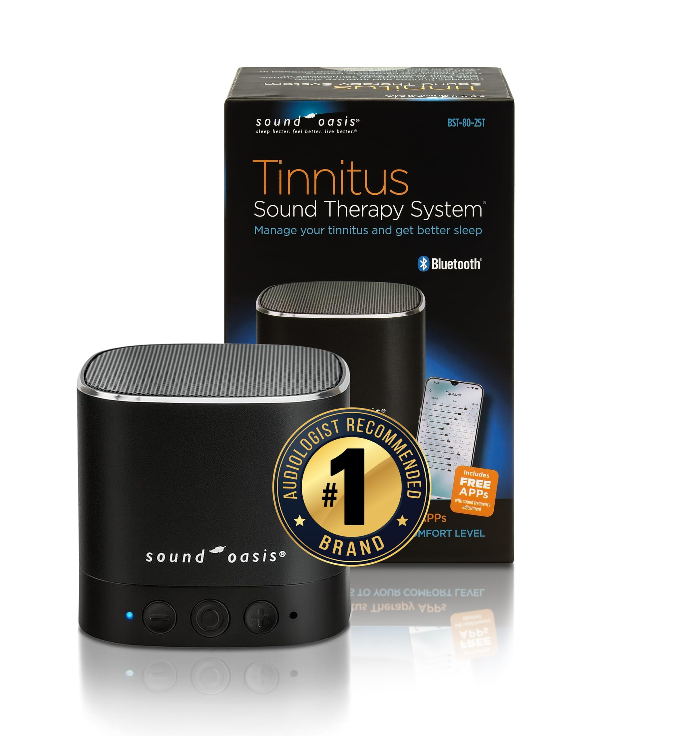 Free Shipping! Sound Oasis Bluetooth Tinnitus Sound Therapy System Includes 25 Built-in Tinnitus ...