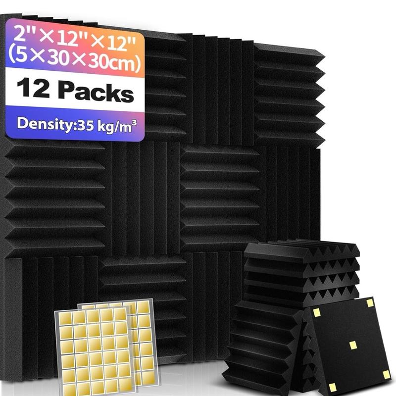 Sound Proof Foam Panels,12 Pack 2" X 12" X 12"Quick-Recovery Sound ...