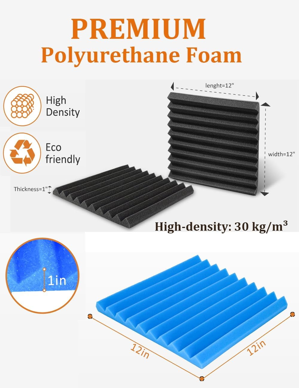 Sound Proof Foam Panels 48 Pack Acoustic Sound Absorbing Wall Panels 1 ...