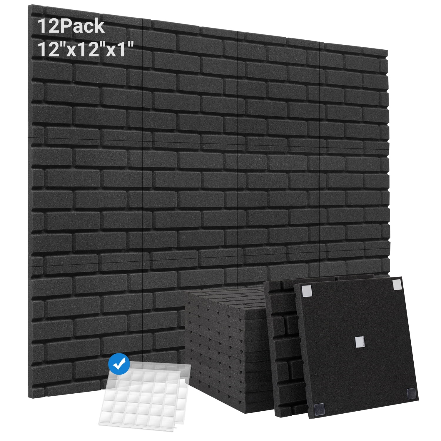 Kuchoow 12 Pack Self-Stick Acoustic Panels, 1" X 12" X 12", Sound Proof ...