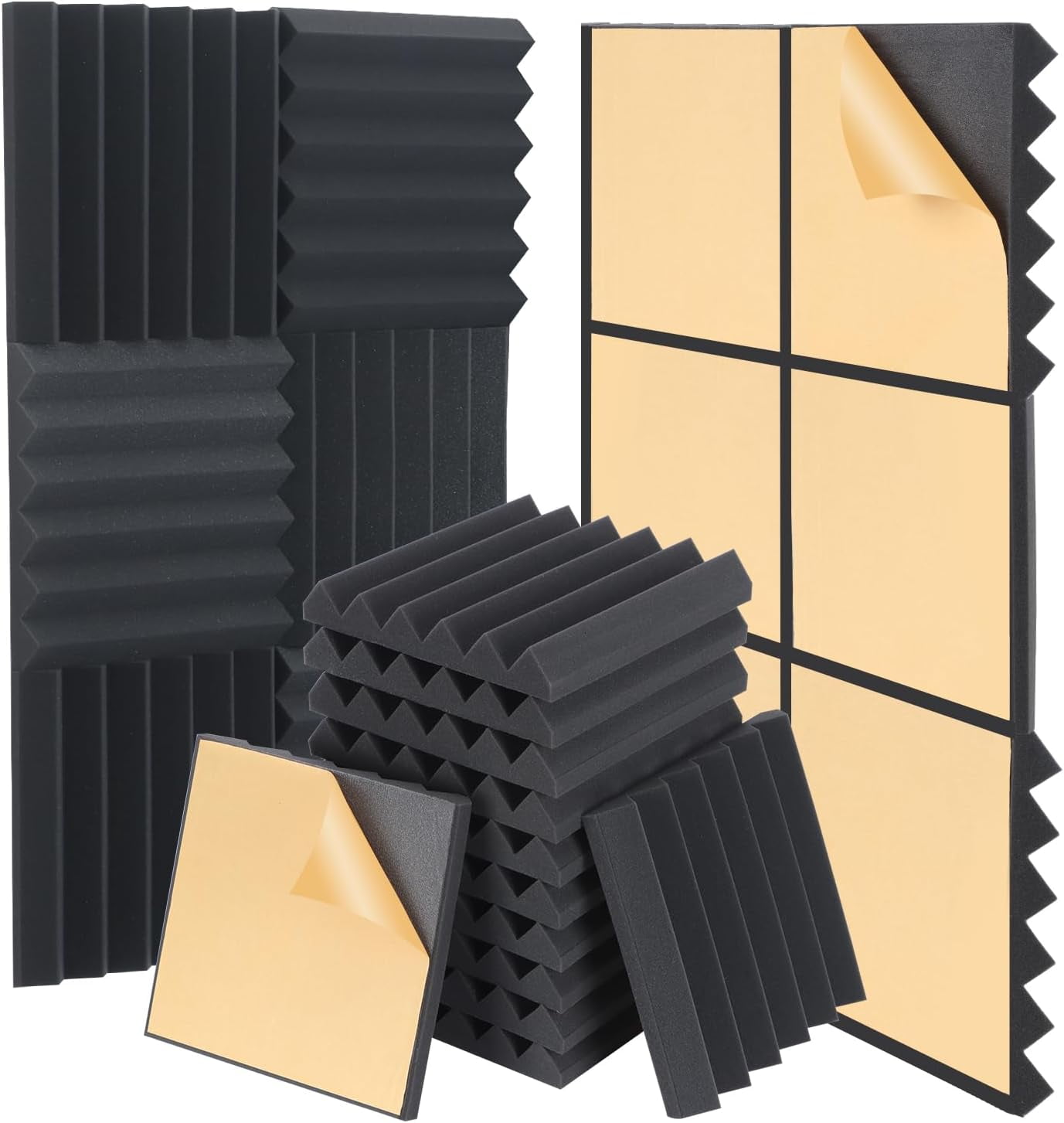 Sound Proof Foam Panels with Self-Adhesive, 24 Pack 12" X 12" X 2 ...