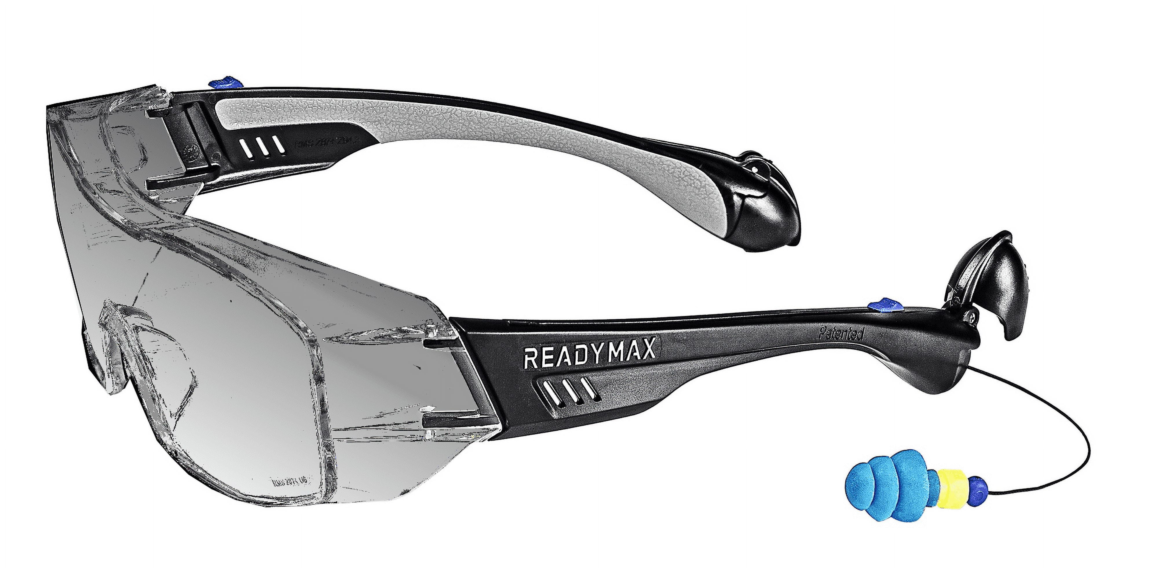 Sound Shield Safety Fit-Over Glasses, Style Black Frame, Grey Lens w ...