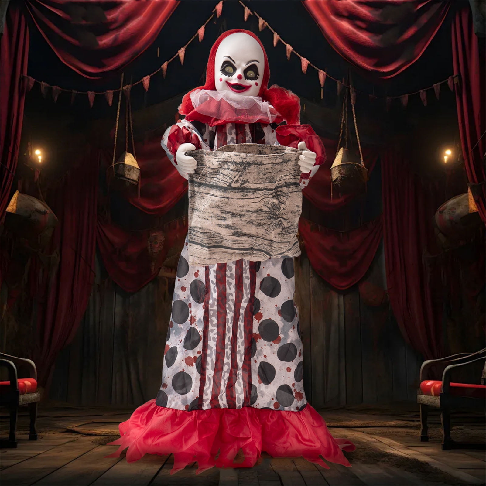 Sound Touch Activated Halloween Animatronics Clown with Trick or Treat ...