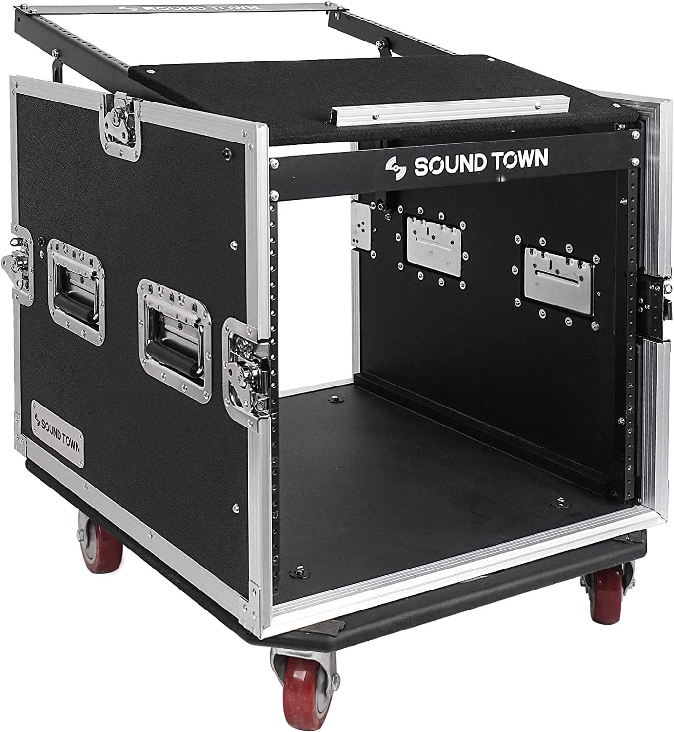 Sound Town 10U PA DJ Pro Audio ATA Rack/Road Case with 14U Slant Mixer ...