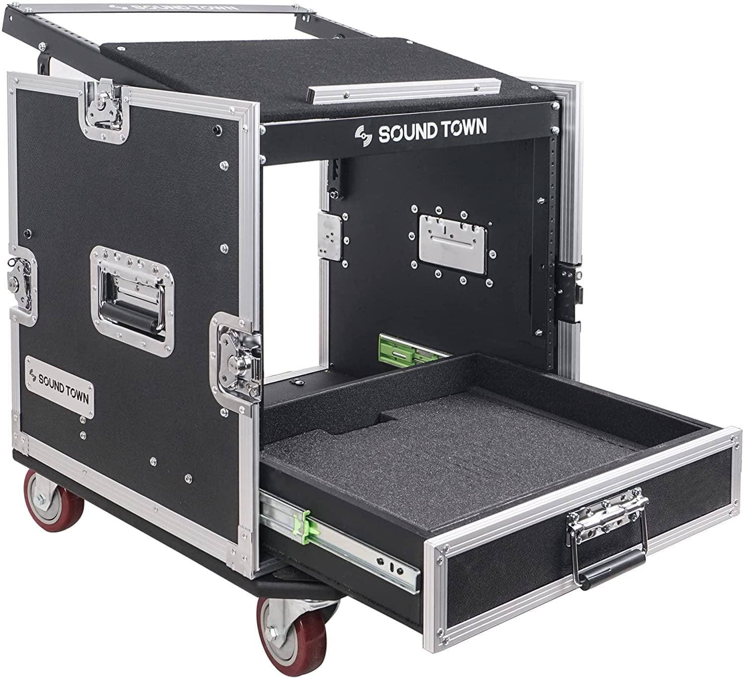 Sound Town 10U PA DJ Pro Audio Rack/Road ATA Case with 2U Drawer, 11U ...
