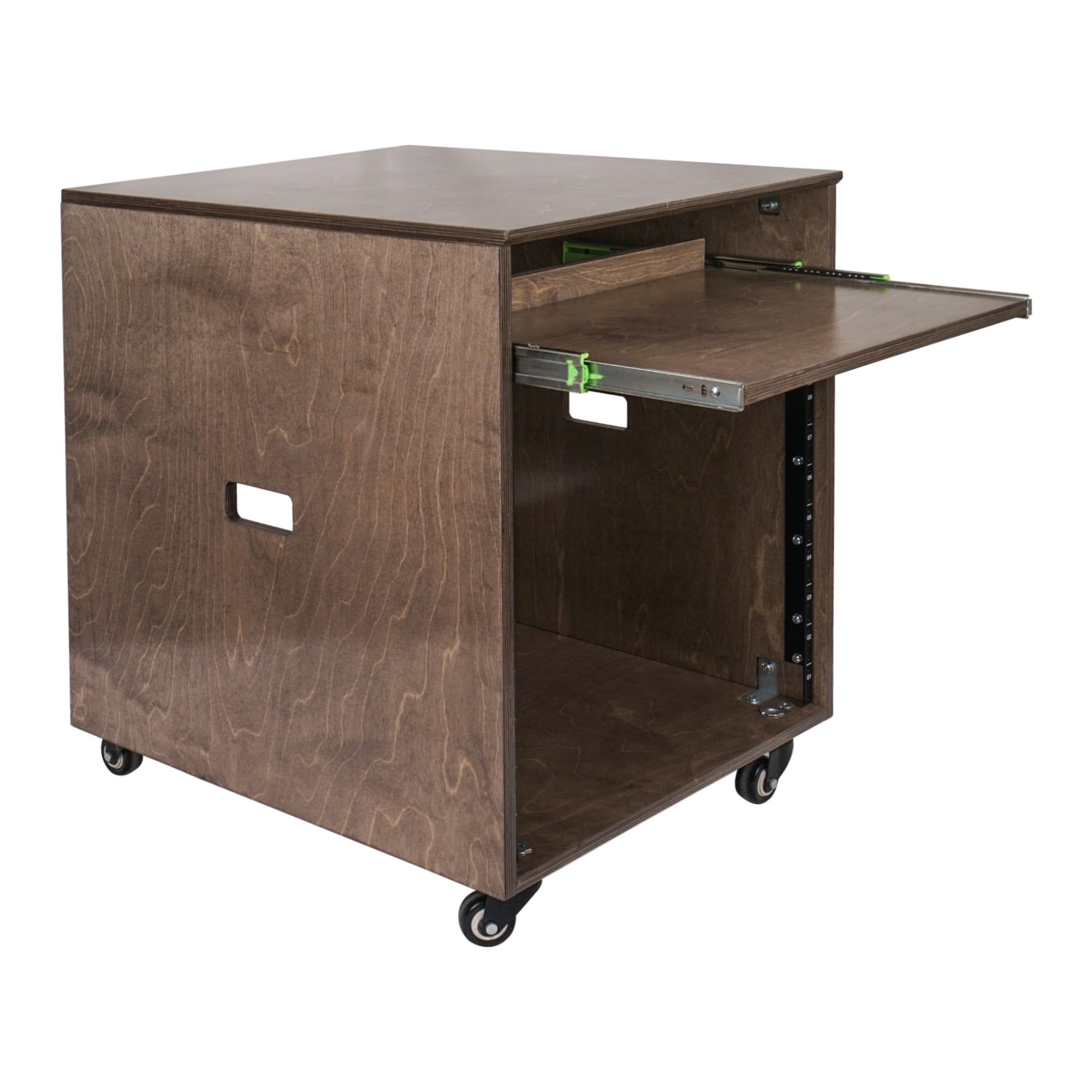 Sound Town 10U Plywood Studio Rack Desk with Slide-Out Tray, Rubber ...