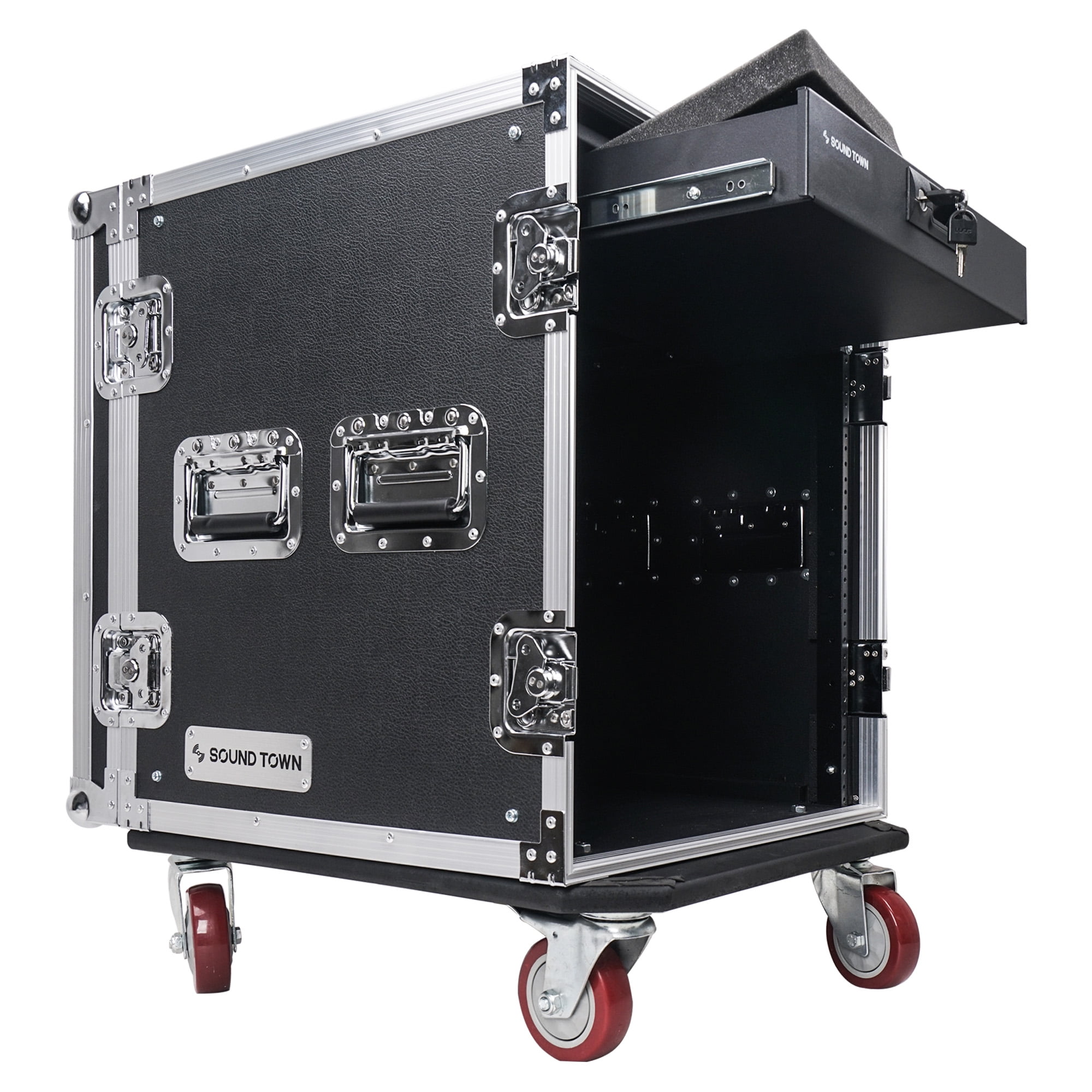 Sound Town 12U PA DJ Pro Audio Rack/Road ATA Case with Locking Drawer ...