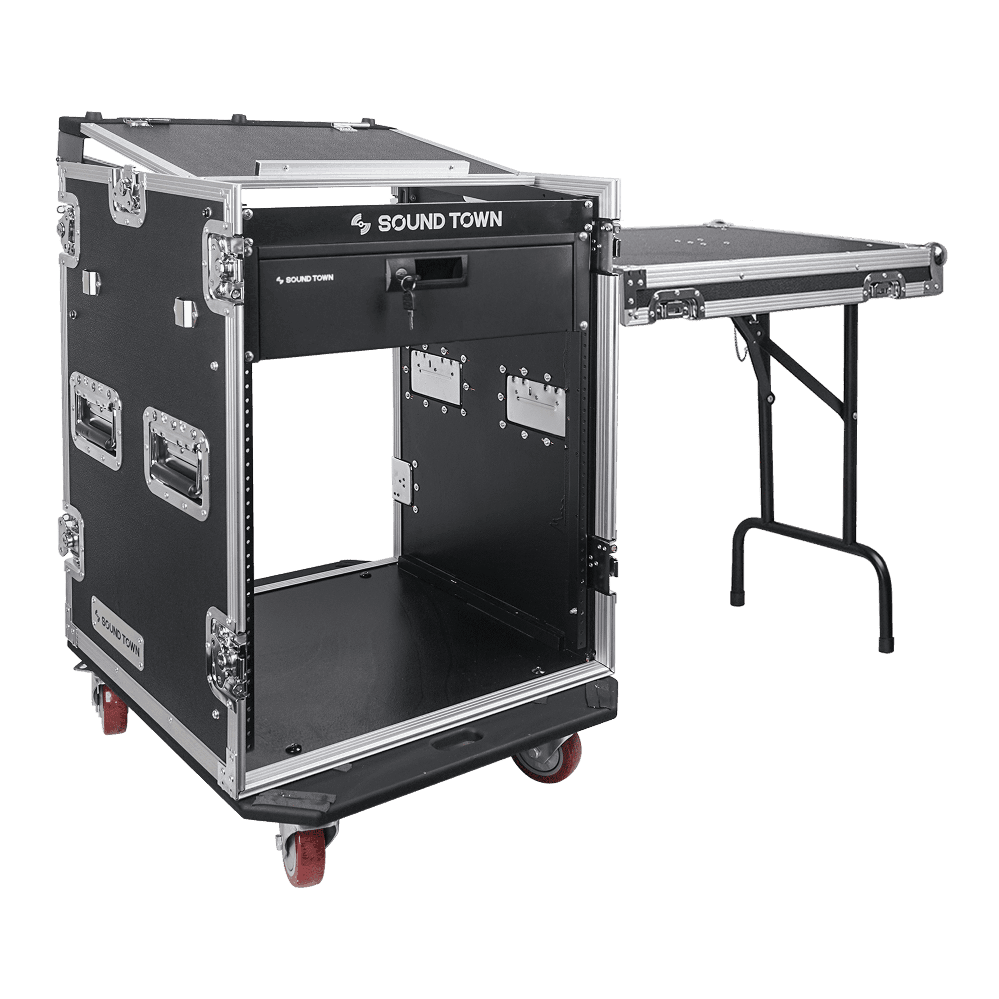 Sound Town 14U PA DJ Pro Audio Rack/Road ATA Case with 11U Slant Mixer ...