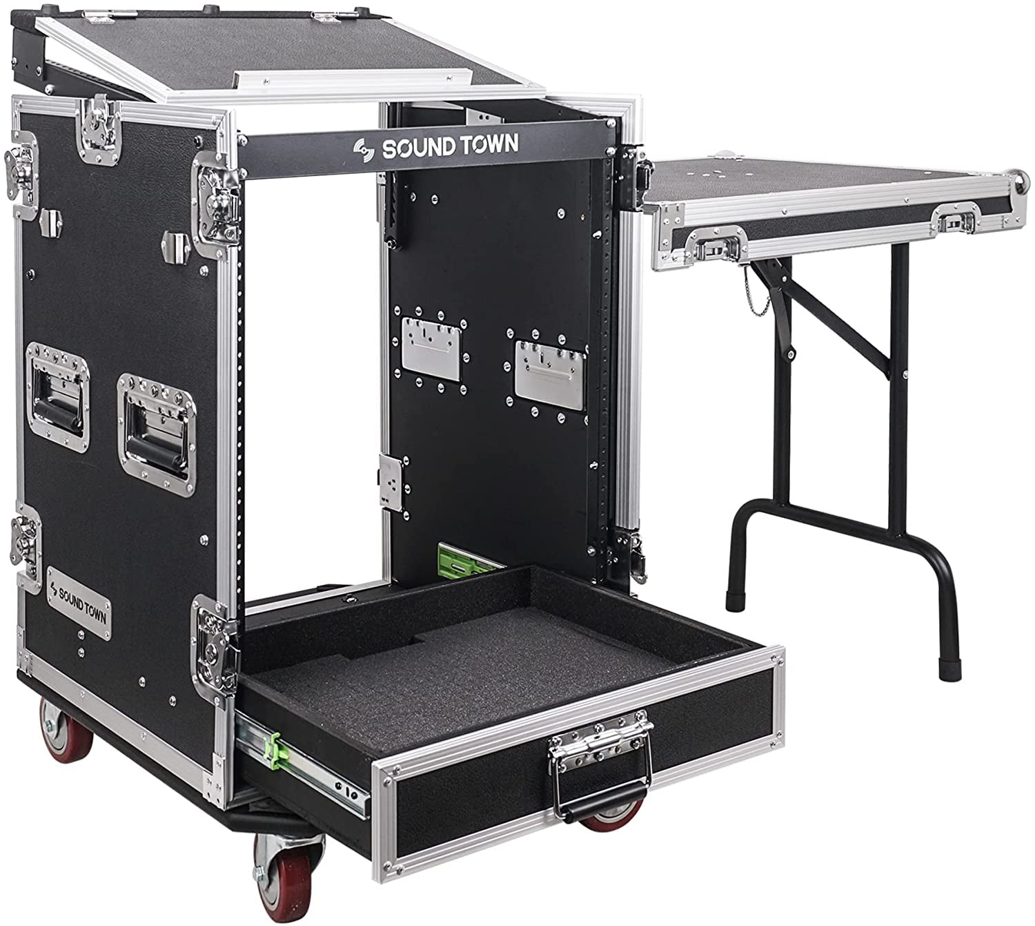 Sound Town 14U PA DJ Pro Audio Rack/Road ATA Case with 2U Drawer, 11U ...
