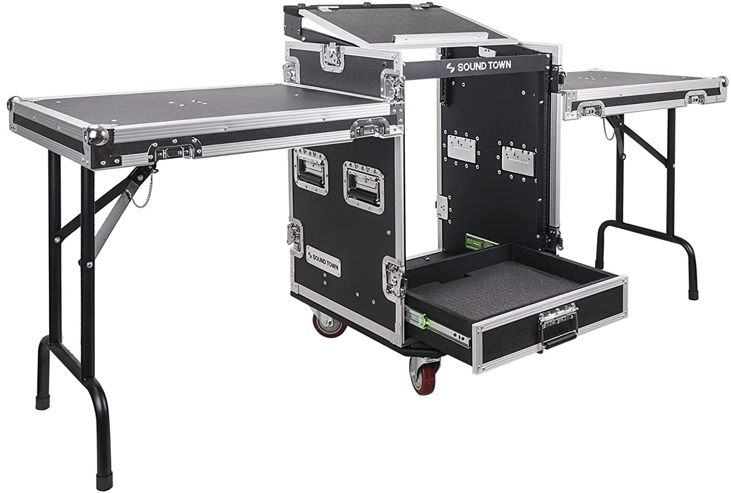 Sound Town 14U PA DJ Pro Audio Rack/Road ATA Case with 2U Drawer, 11U ...