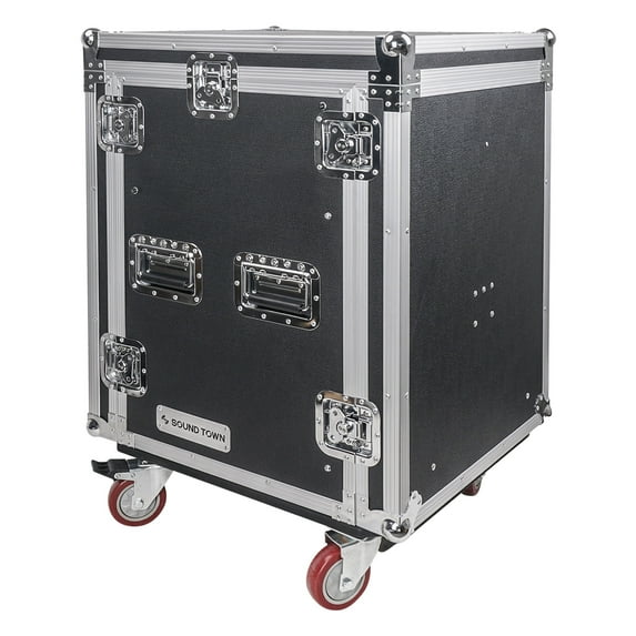 Sound Town 14U PA DJ Rack/Road Case with 11U Slant Mixer Top, 20 ...