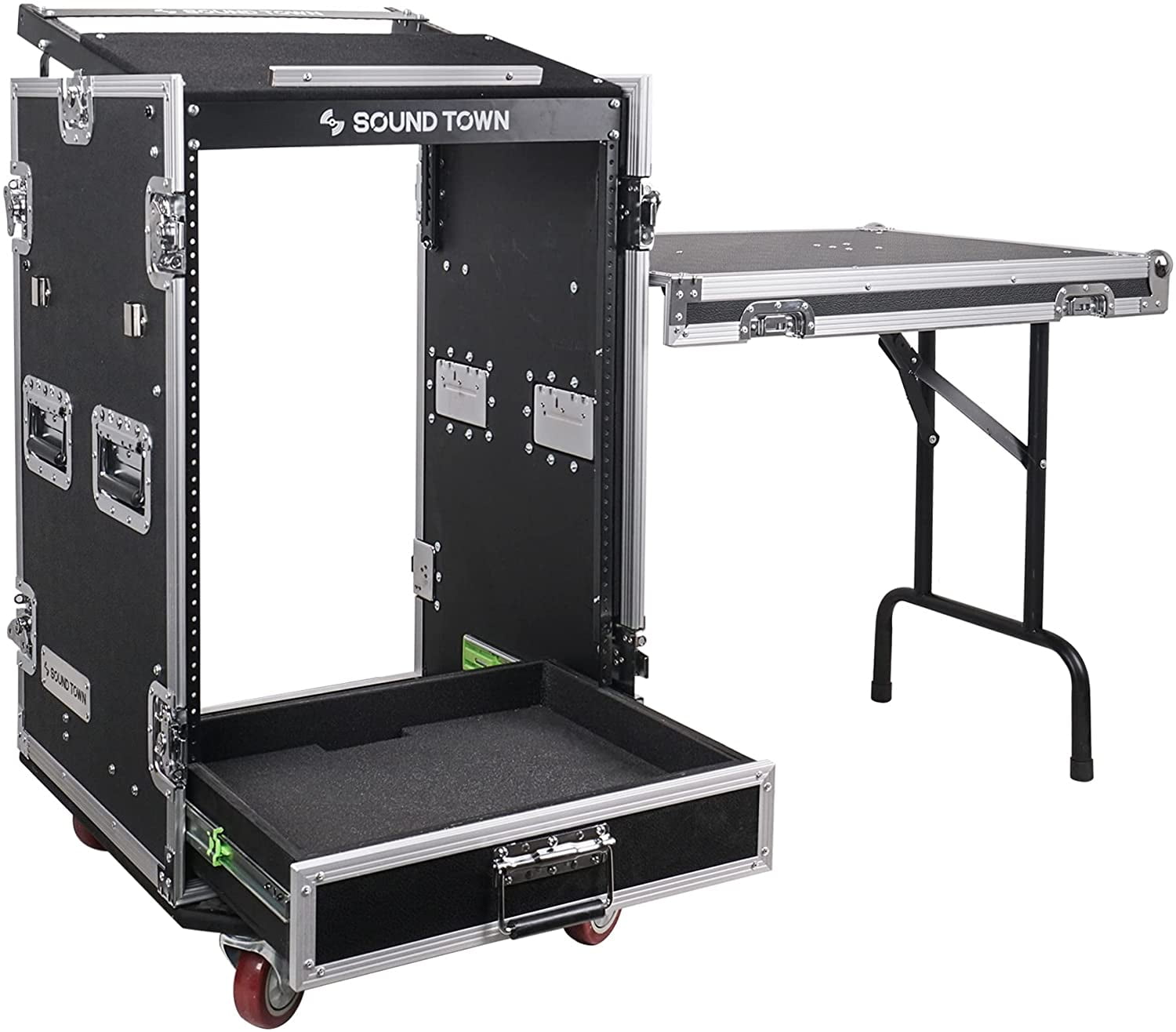 Sound Town 16U PA DJ Pro Audio Rack/Road ATA Case with 2U Drawer, 11U ...