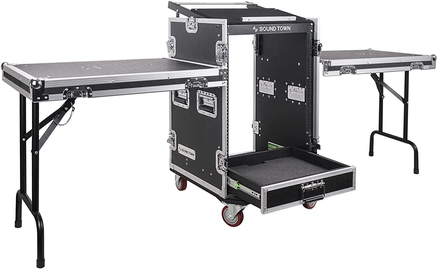 Sound Town 16U Pro Audio Rack/Road ATA Case with 2U Drawer, 11U Mixer ...