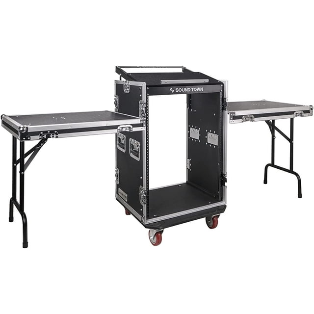 Sound Town 16U PA DJ Rack/Road ATA Case with 11U Slant Mixer Top, 20 ...