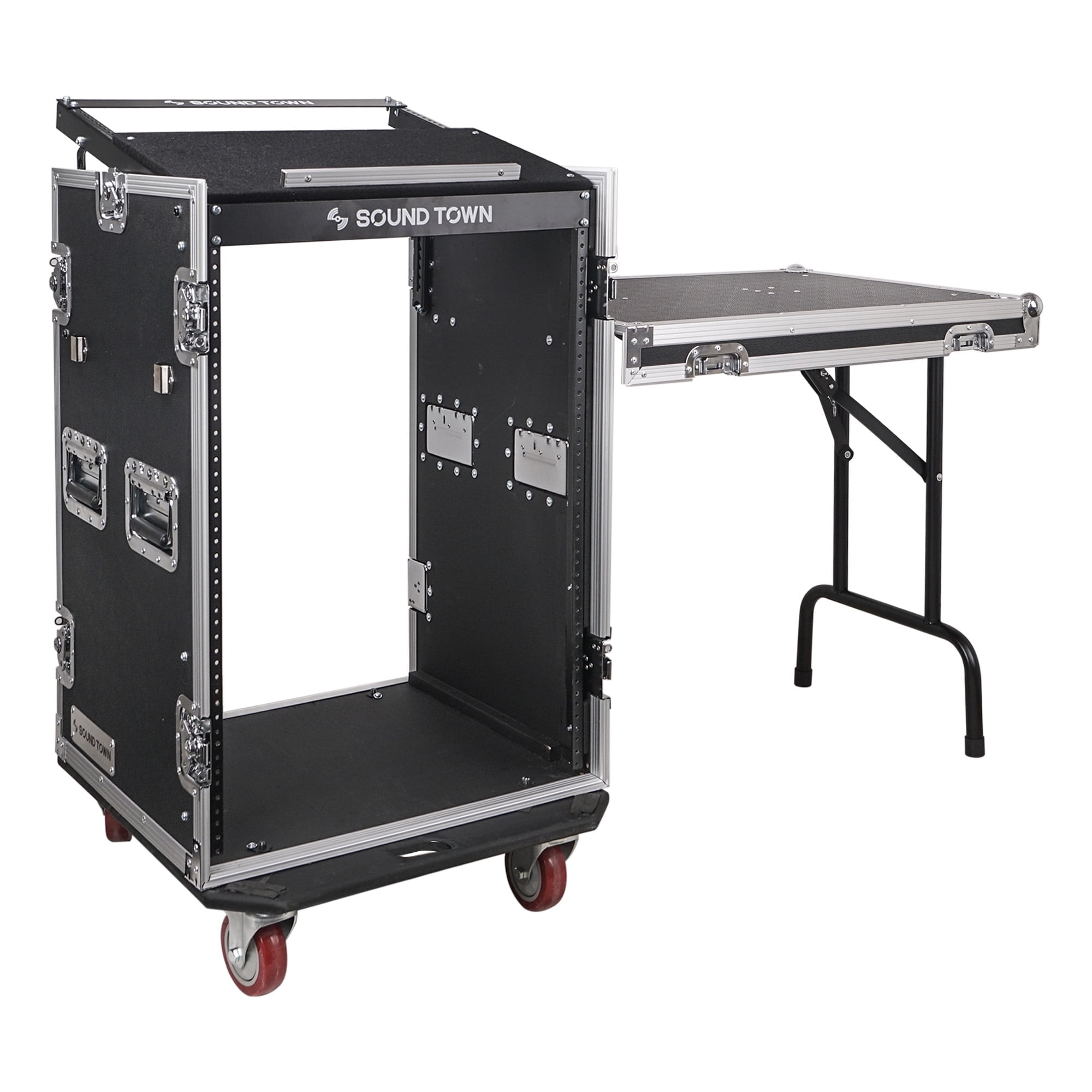 Sound Town 16U PA/DJ Rack/Road Case with 11U Slant Mixer Top, 20 ...