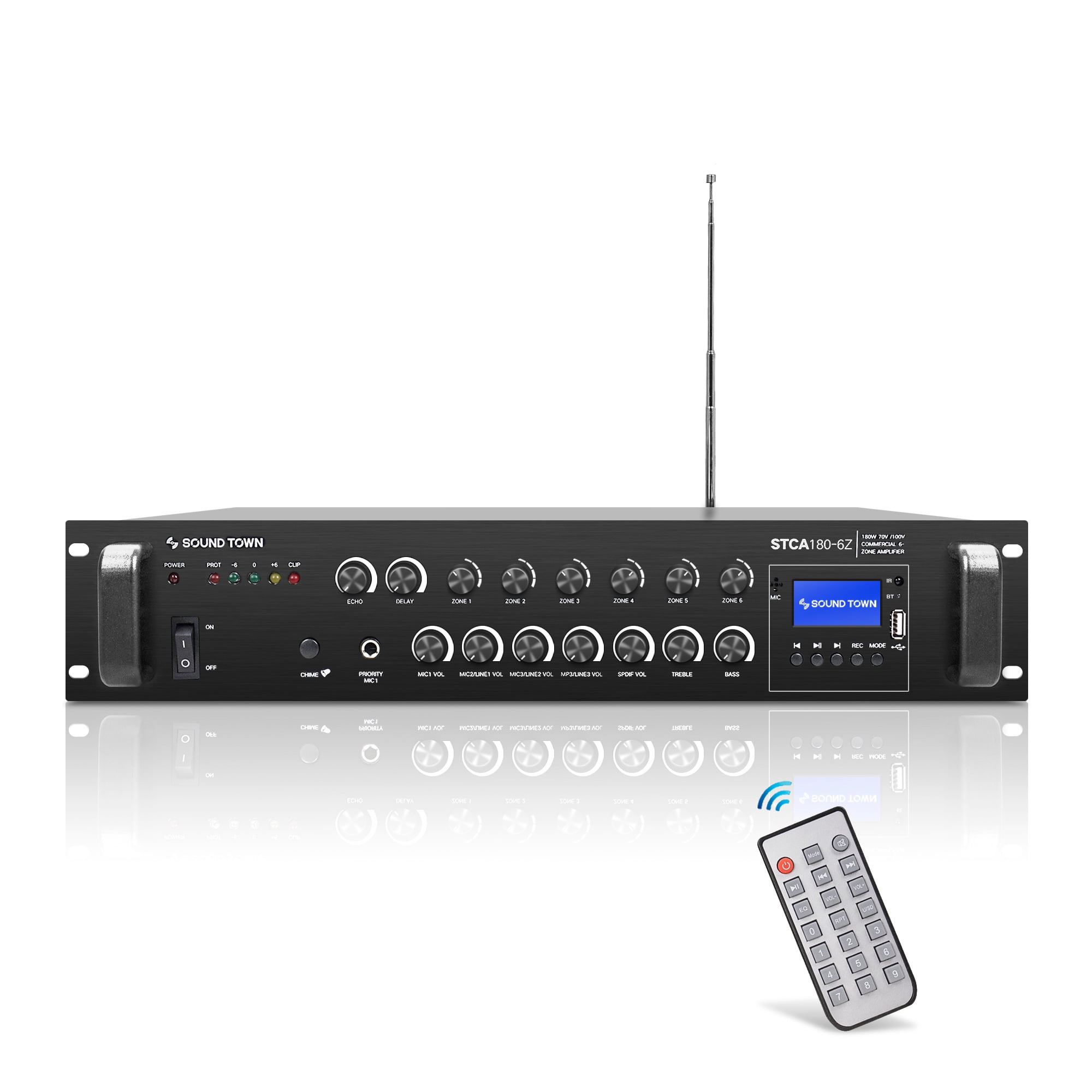 Sound Town 180Watts 6-Zone 70V/100V Commercial Power Amplifier with ...