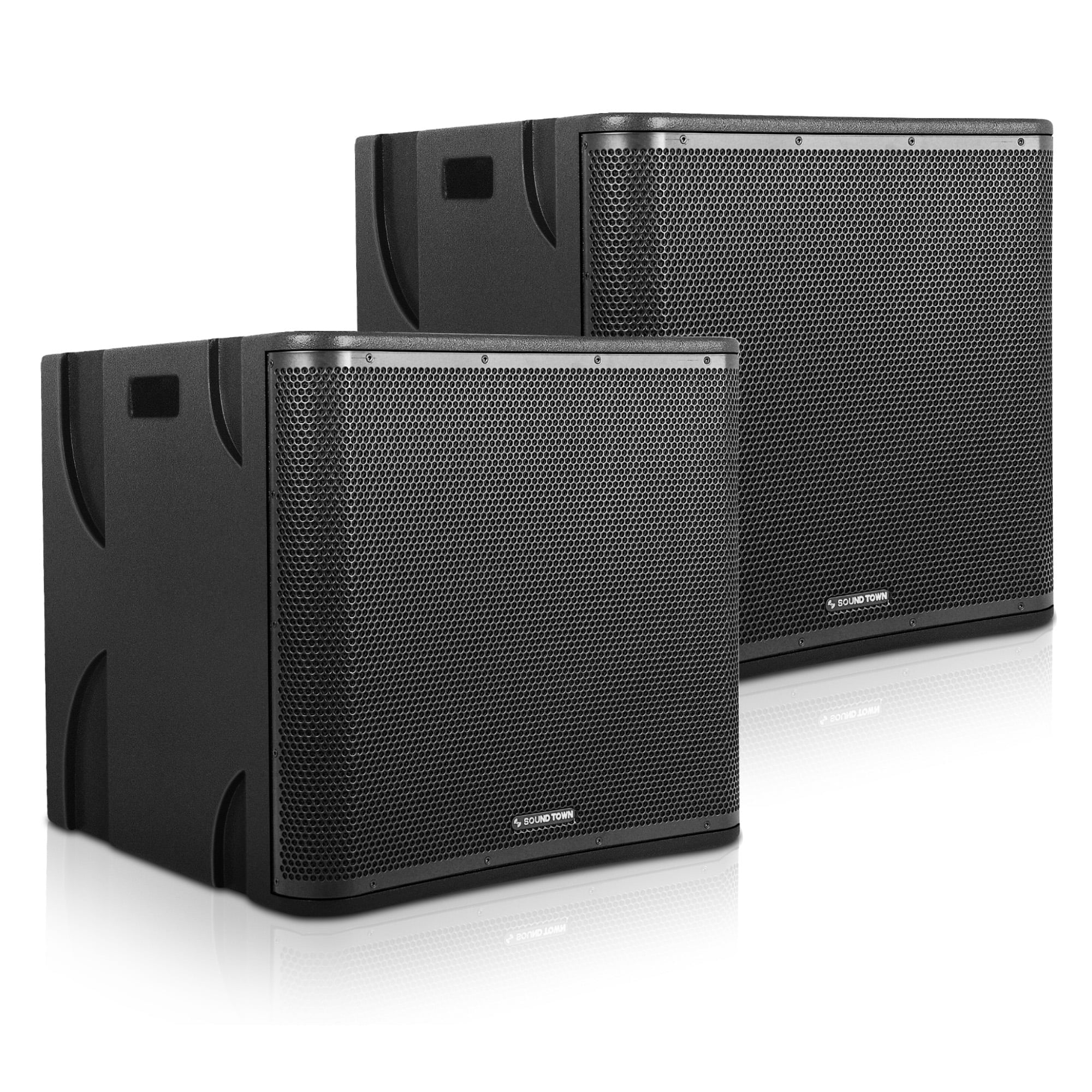 "Sound Town Pro 2-Pack 18"" 1600W Amplified PA DJ Subwoofers, DSP ...