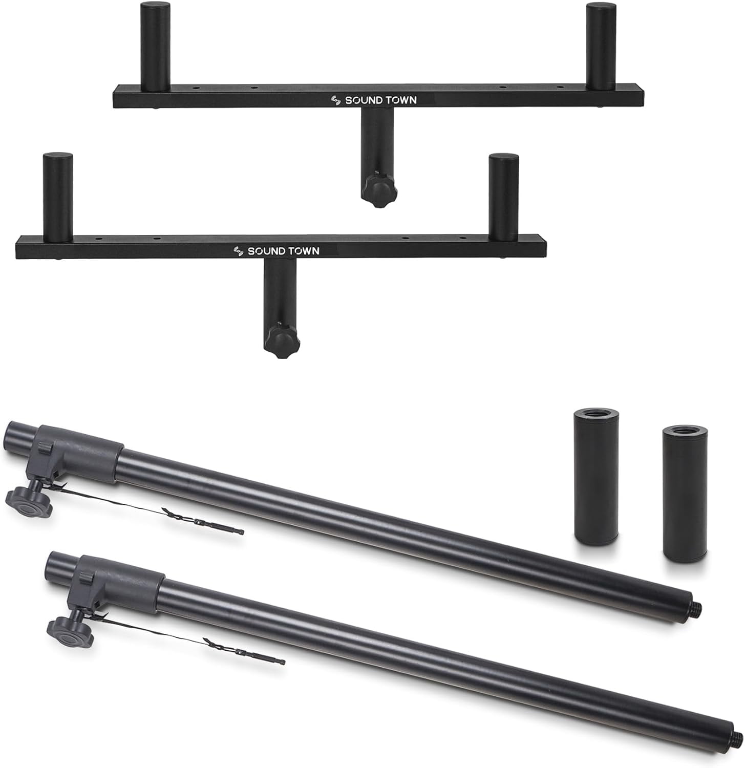 Sound Town 2-Pack Dual Speaker Mount Pole Set, Adjustable Height ...