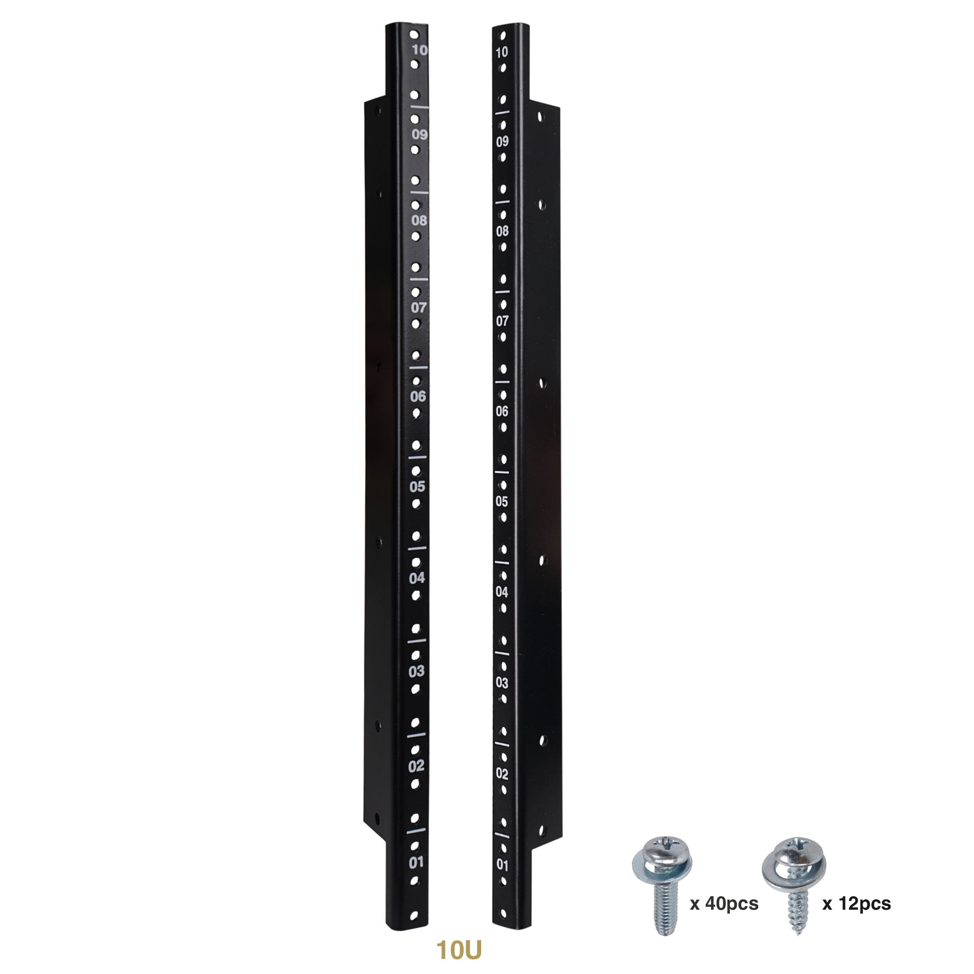 Sound Town 2-pack 10U Steel Rack Rails, with Black Powder Coated Finish ...