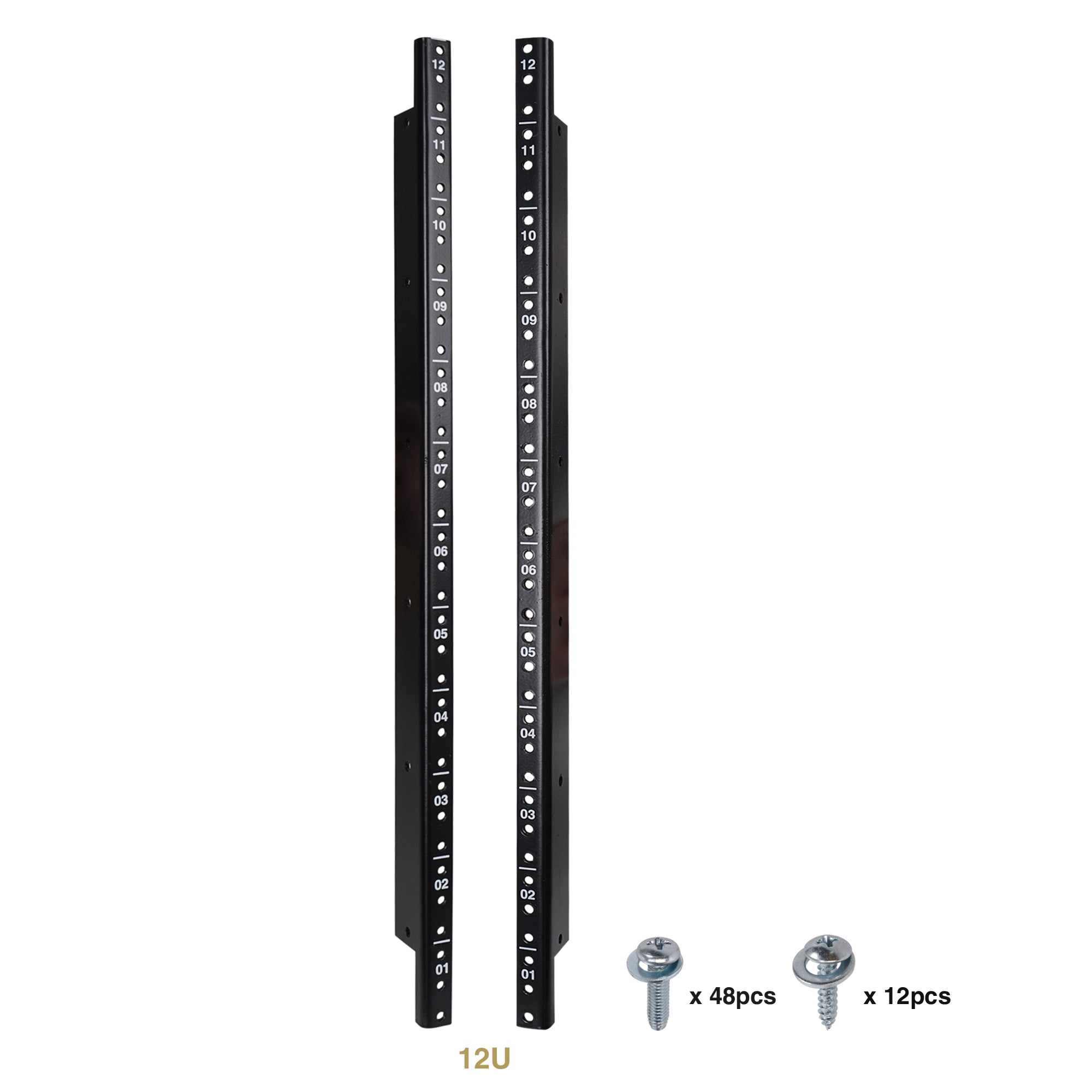 Sound Town 2-pack 12U Steel Rack Rails, with Black Powder Coated Finish ...