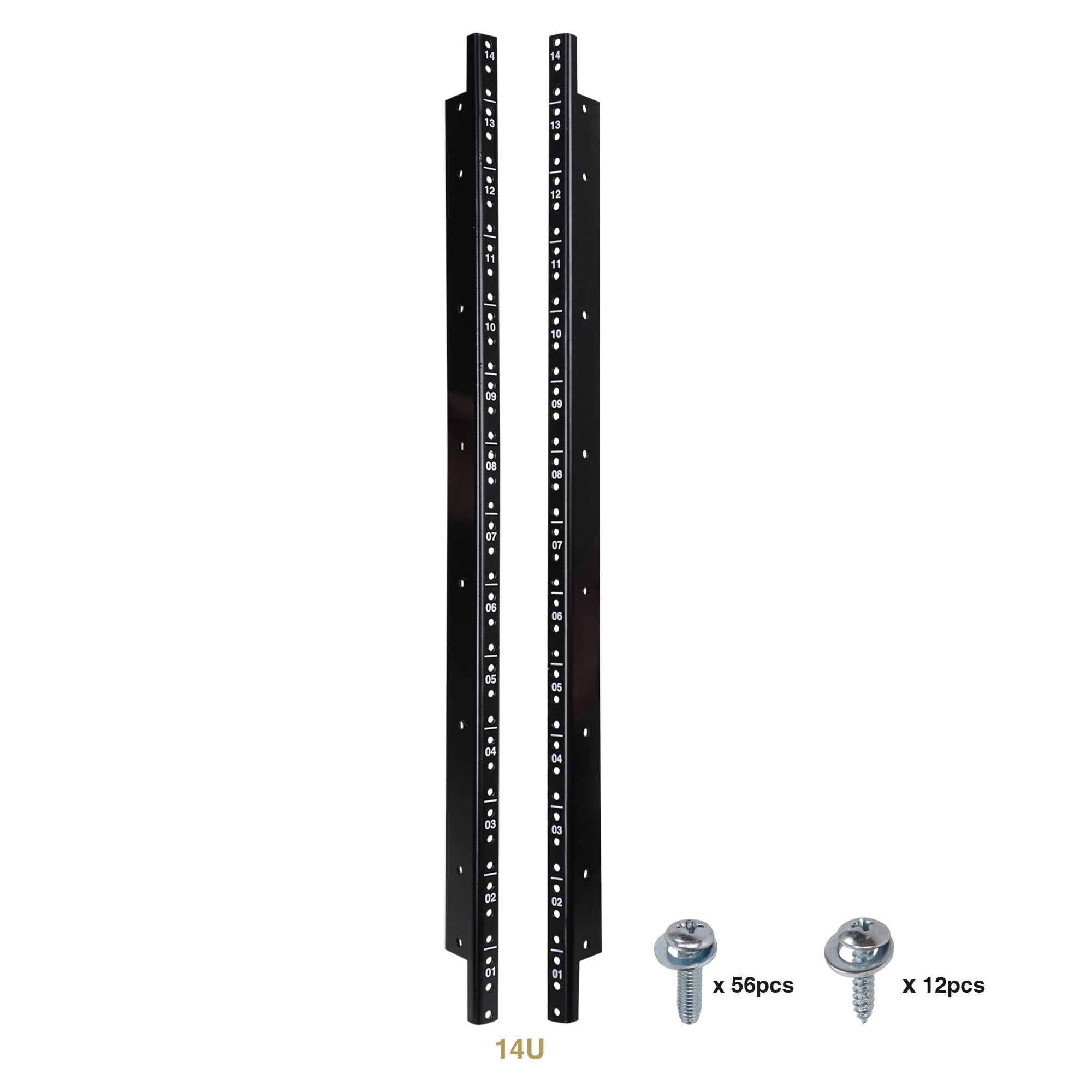 Sound Town 2-pack 14U Steel Rack Rails, with Black Powder Coated Finish ...