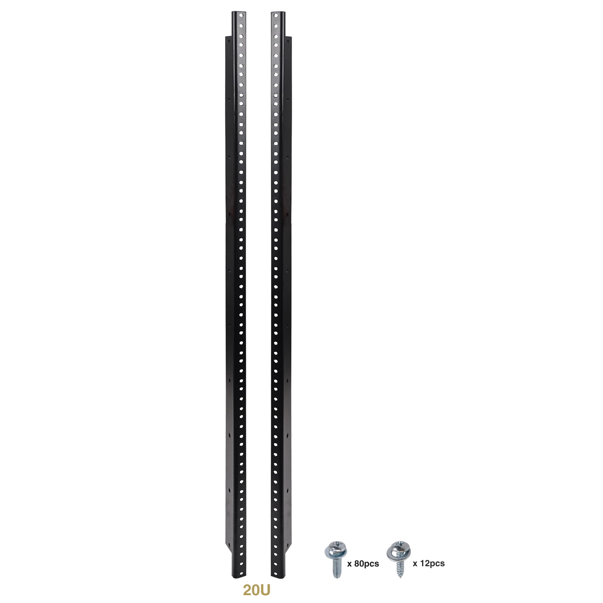 Sound Town 2-pack 20U Steel Rack Rails, with Black Powder Coated Finish ...
