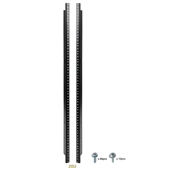 Sound Town 2-pack 20U Steel Rack Rails, with Black Powder Coated Finish ...