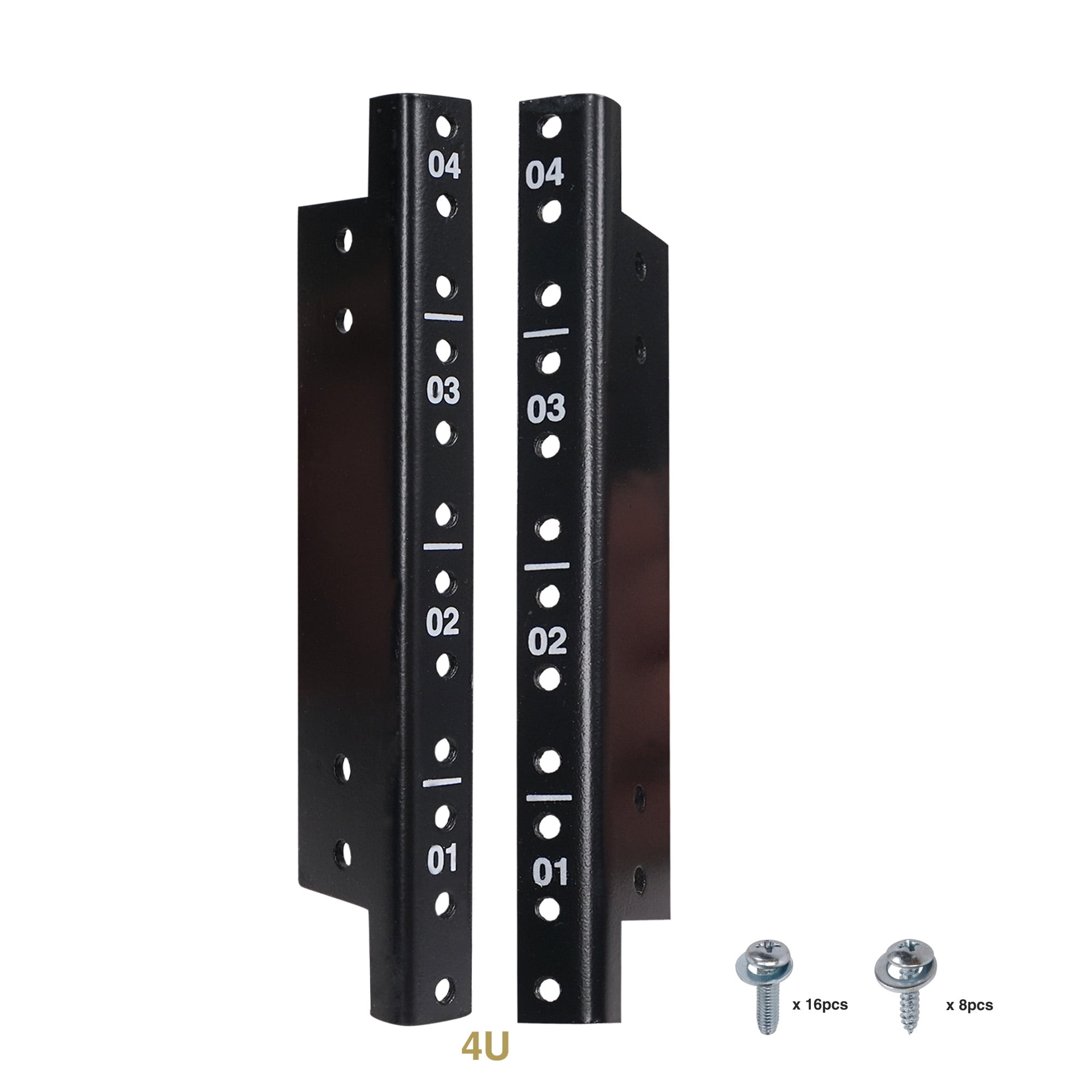 Sound Town 2-pack 4U Steel Rack Rails, with Black Powder Coated Finish ...