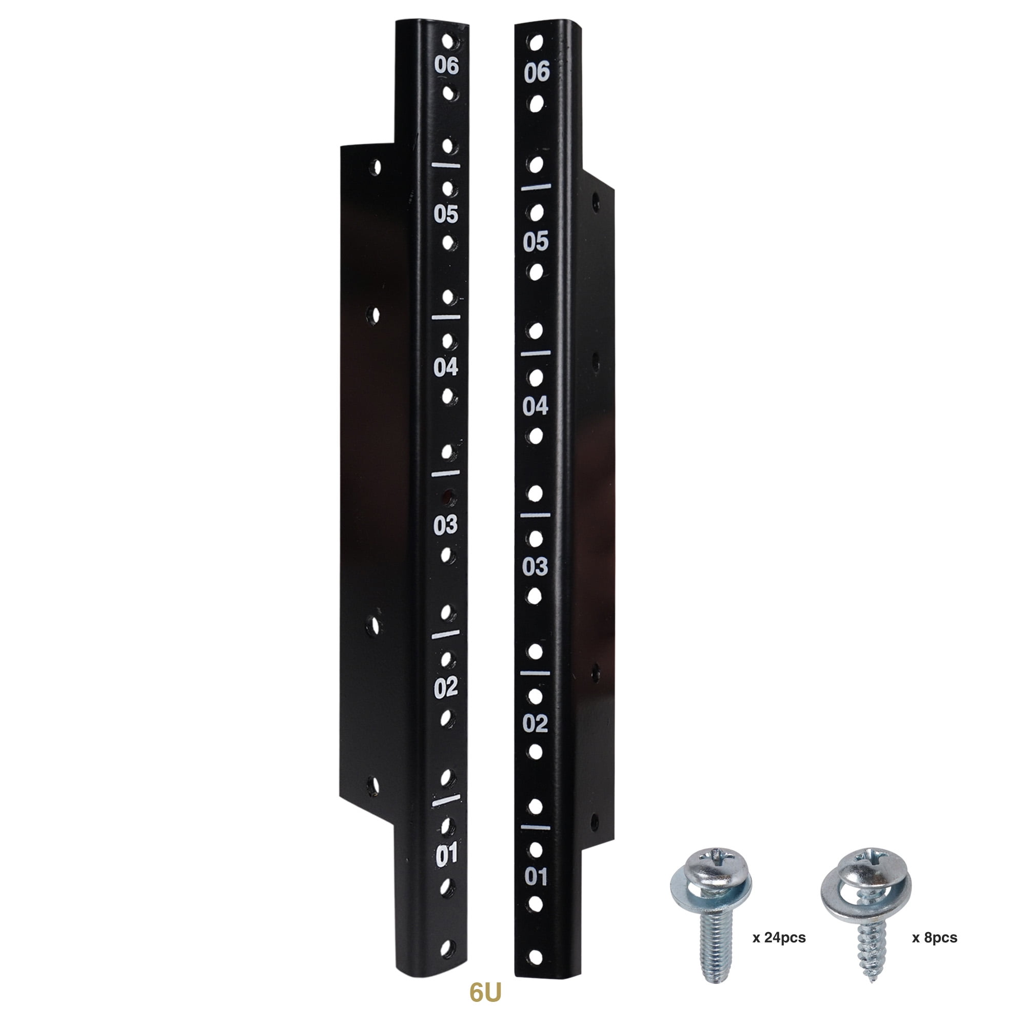 Sound Town 2-pack 6U Steel Rack Rails, with Black Powder Coated Finish ...