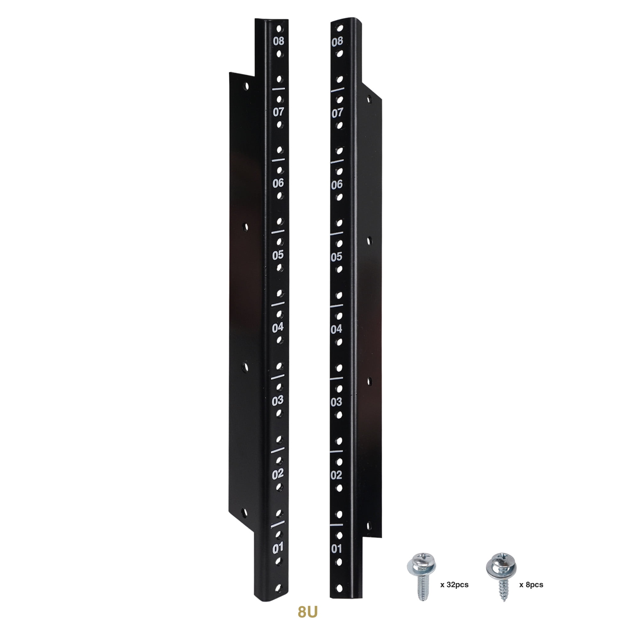 Sound Town 2-pack 8U Steel Rack Rails, with Black Powder Coated Finish ...