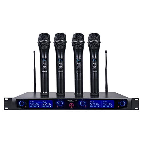 Sound Town 4 Channels Professional UHF Wireless Microphone System with ...